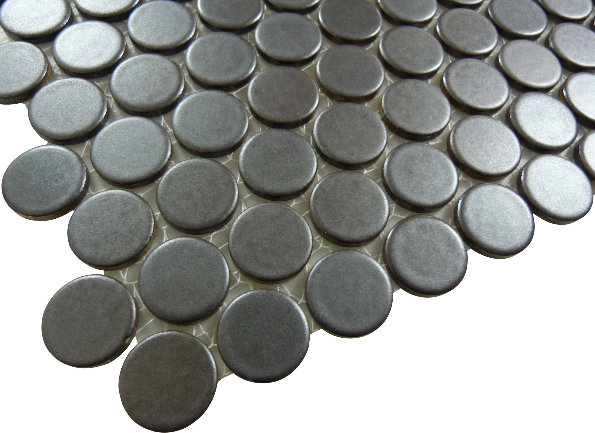 Obsidian Brown Penny Round Matte Porcelain Tile | Oasis Tile