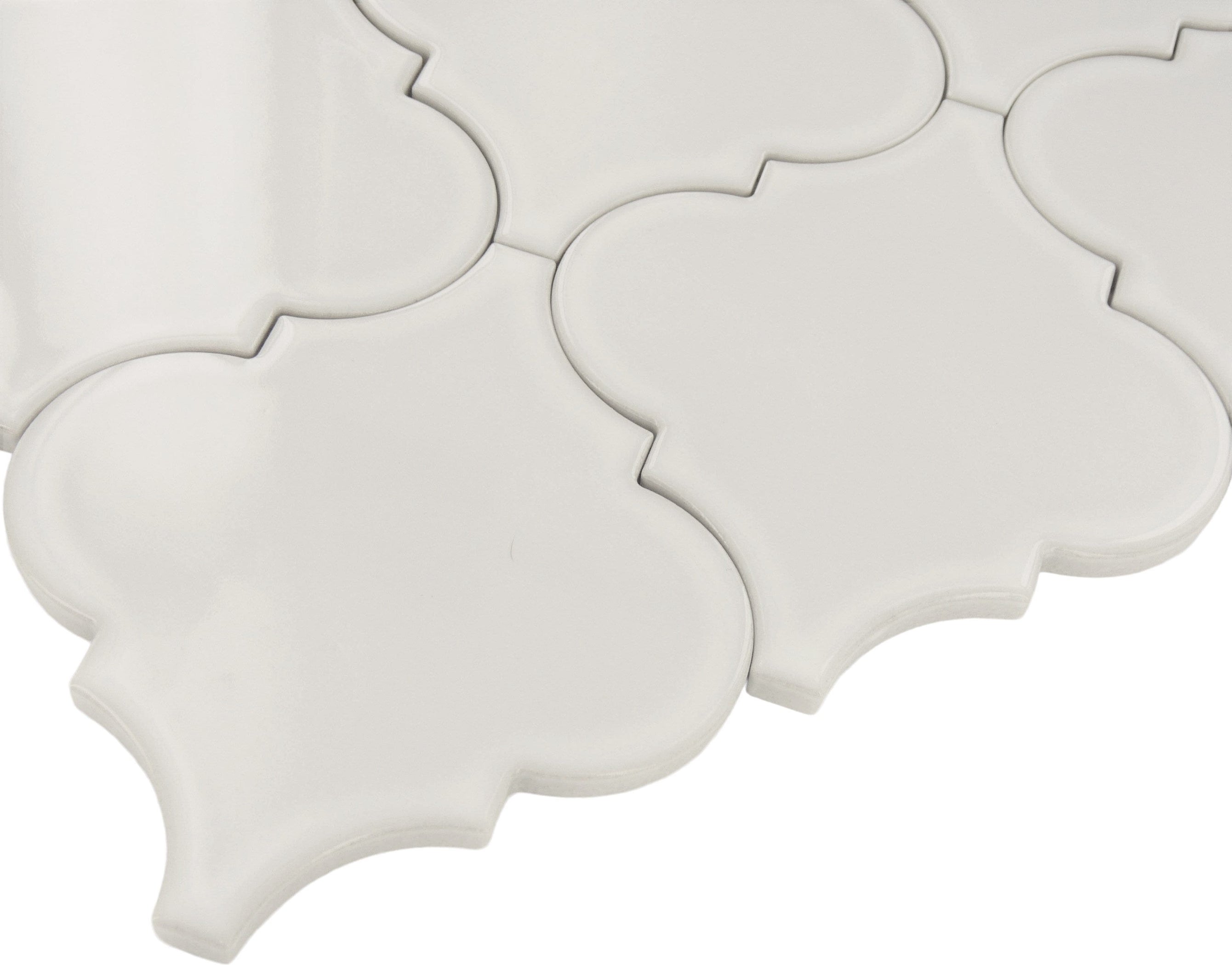 White Arabesque Glossy Porcelain Tile: ARB-3 | Shop Oasis