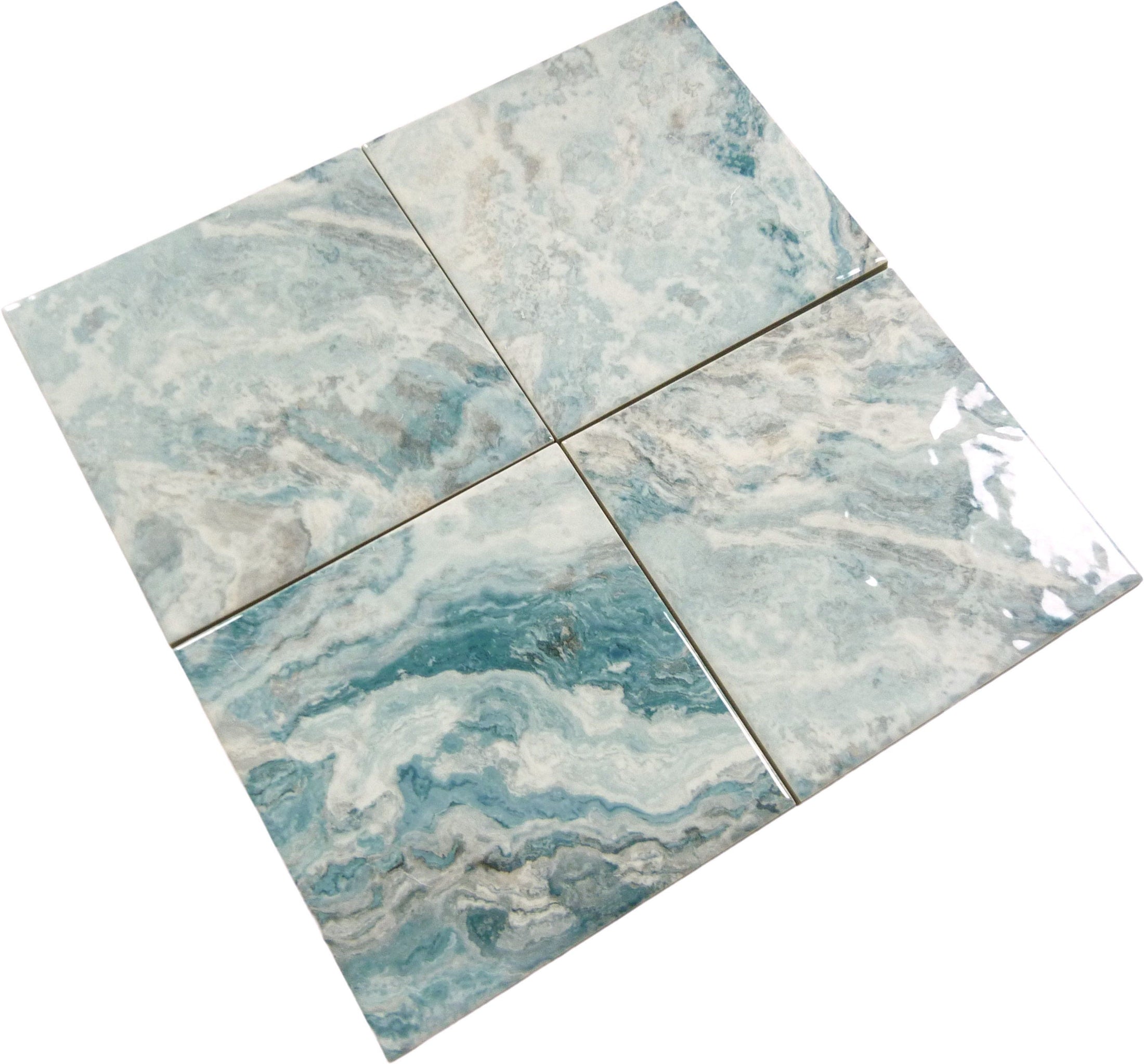Cloud Aqua 6x6 Glossy Porcelain Tiles | Oasis Tile