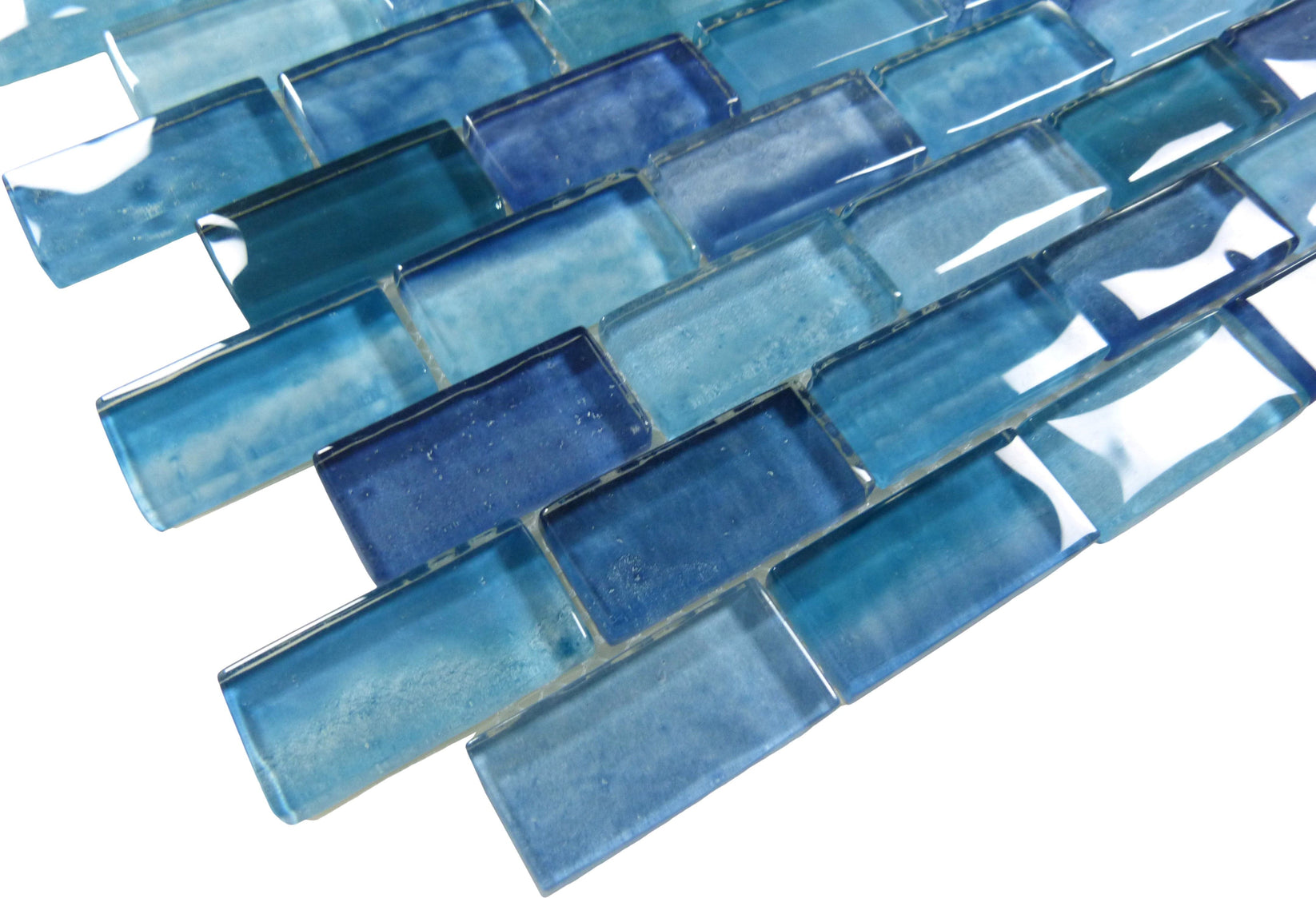 Gemstone Aquamarine 1x2 Mosaic Glass Tile | Oasis Tile