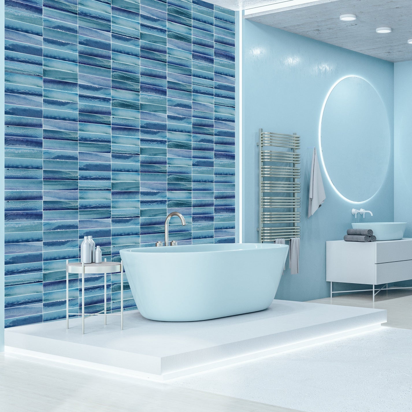 Gemstone Aquamarine 2x6 Mosaic Glass Tile | Oasis Tile
