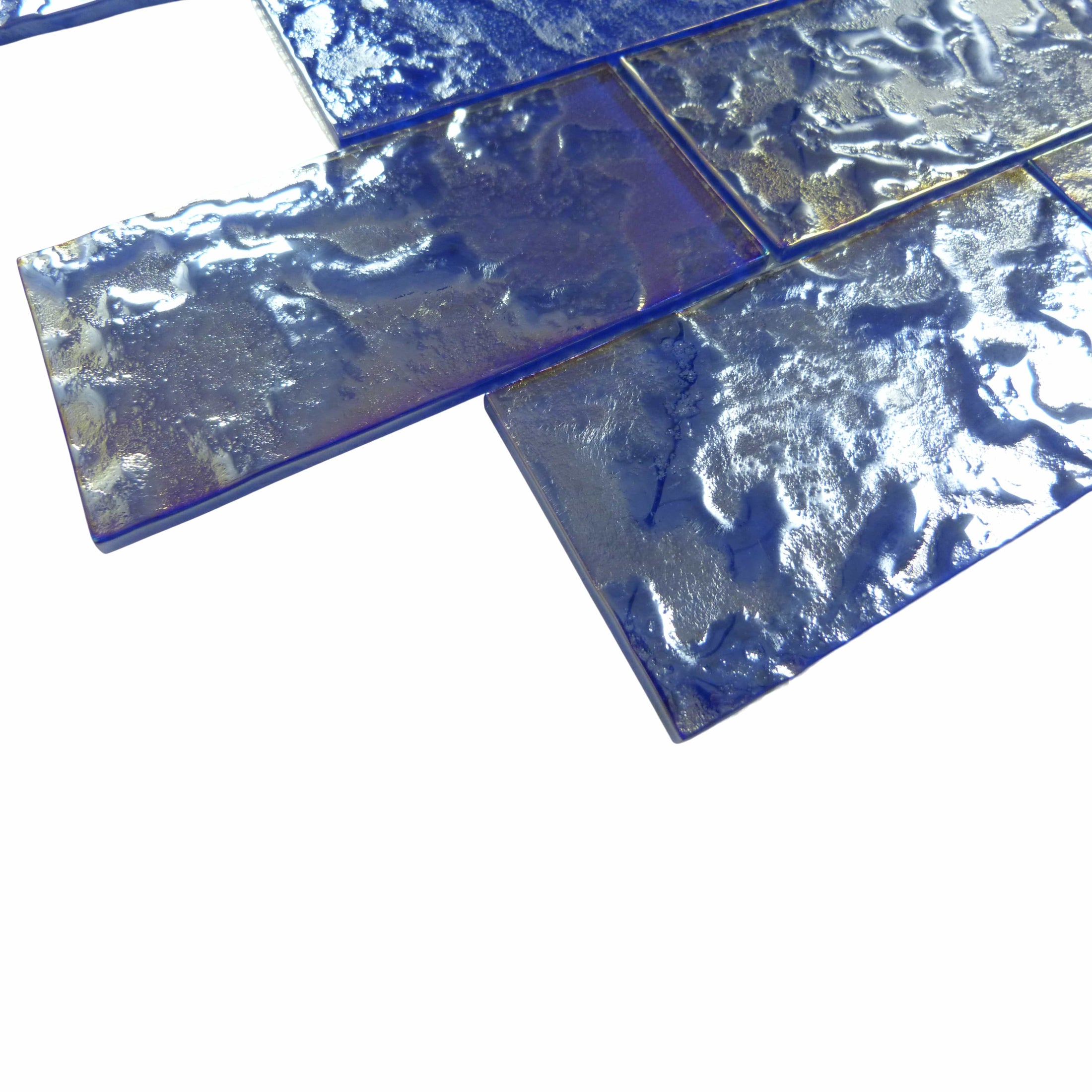 Lightwaves Cobalt Blue 3x6 Rippled Glass Tile | Oasis Tile