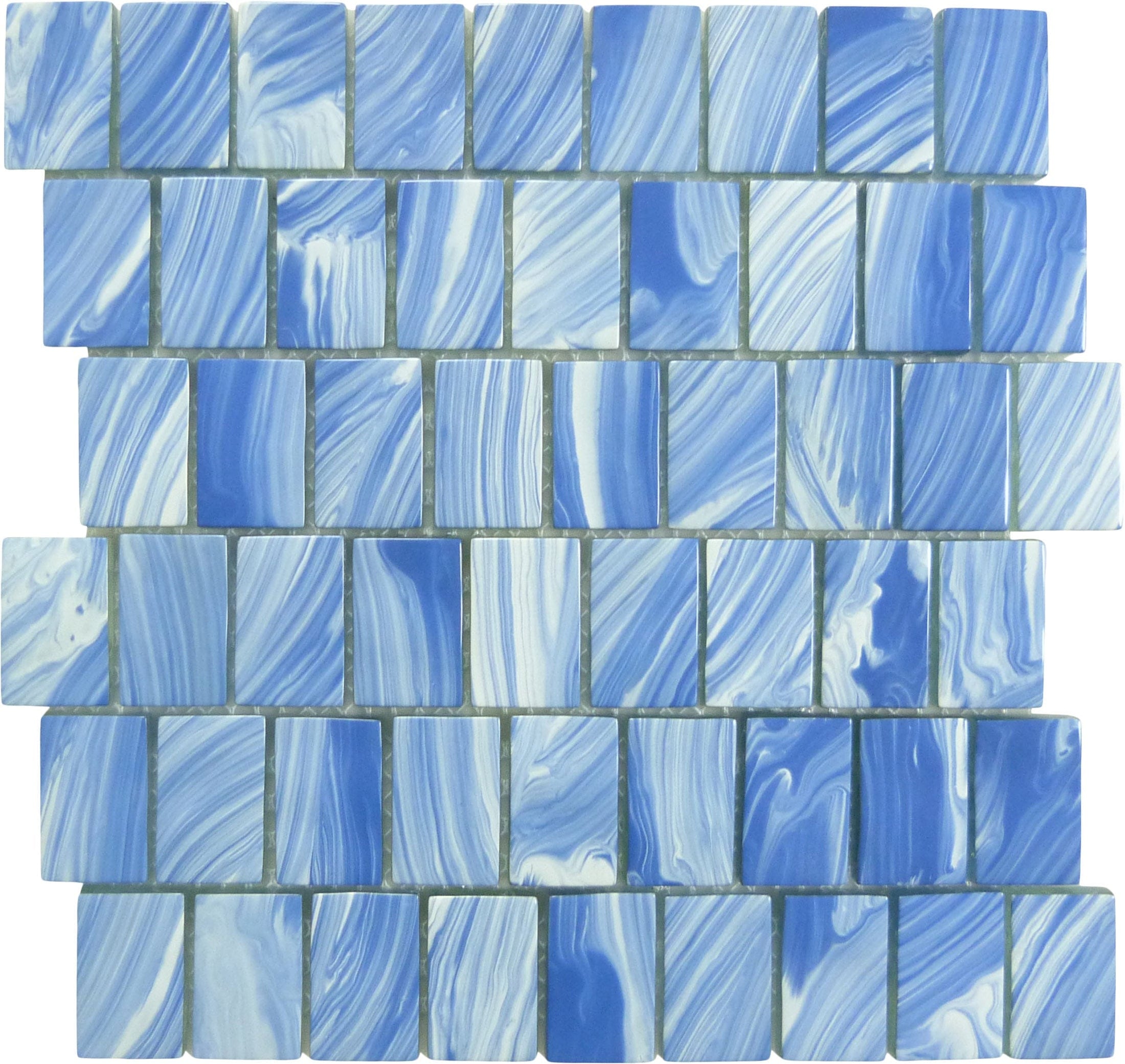 Slip Stream Equatorial Blue Glossy Glass Tile | Oasis Tile