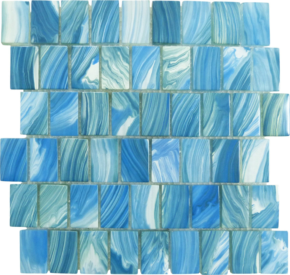 Slip Stream Gulf Stream Blue Glossy Glass Tile | Oasis Tile