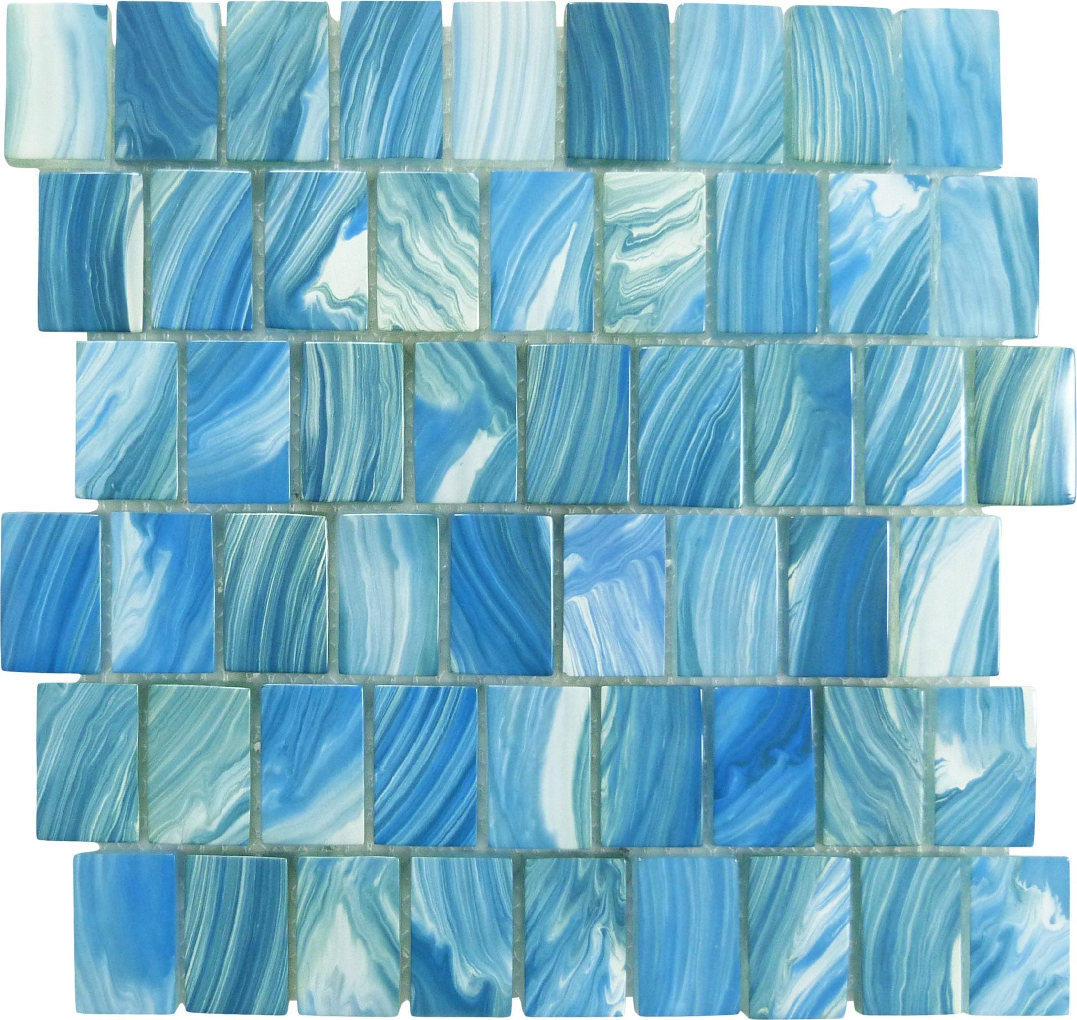 Slip Stream Gulf Stream Blue Glossy Glass Tile | Oasis Tile