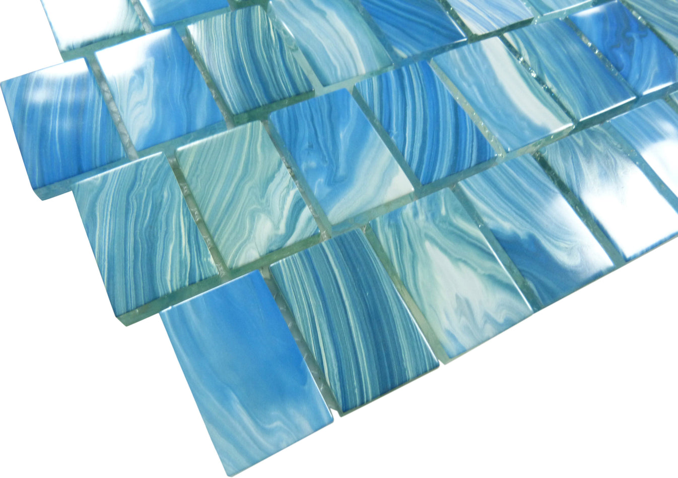 Slip Stream Gulf Stream Blue Glossy Glass Tile | Oasis Tile