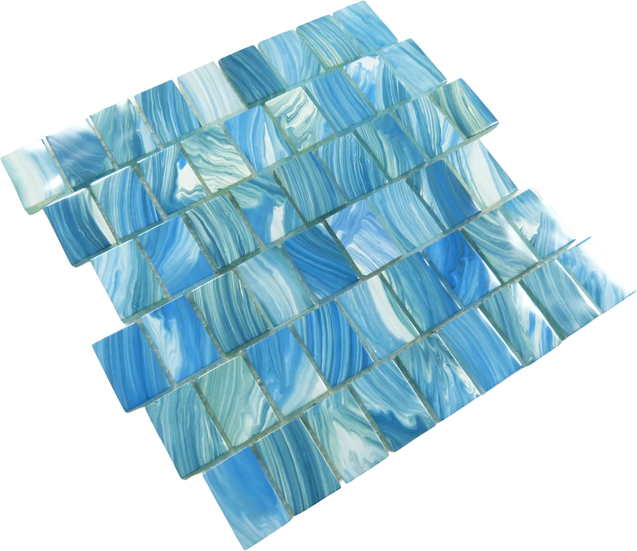 Slip Stream Gulf Stream Blue Glossy Glass Tile | Oasis Tile