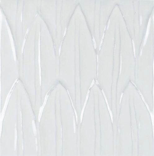 Sol Bianco Deco Foglia 6×6 Glossy Porcelain Tile | Oasis Tile