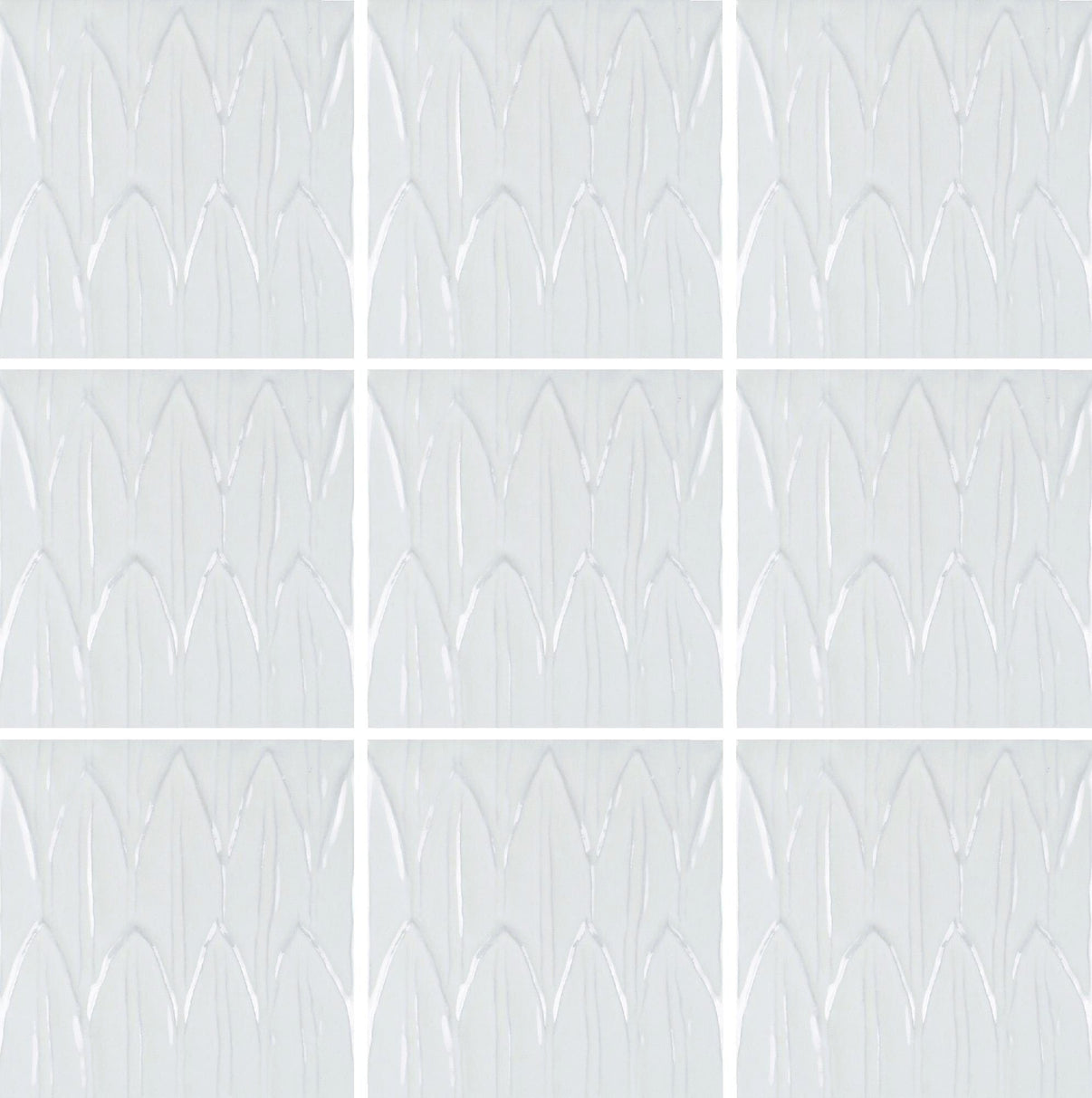 Sol Bianco Deco Foglia 6×6 Glossy Porcelain Tile | Oasis Tile