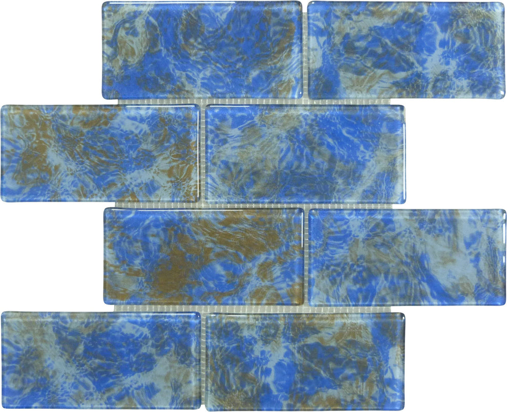 Stratos Cosmic Blue 3x6 Glossy Glass Tile | Oasis Tile
