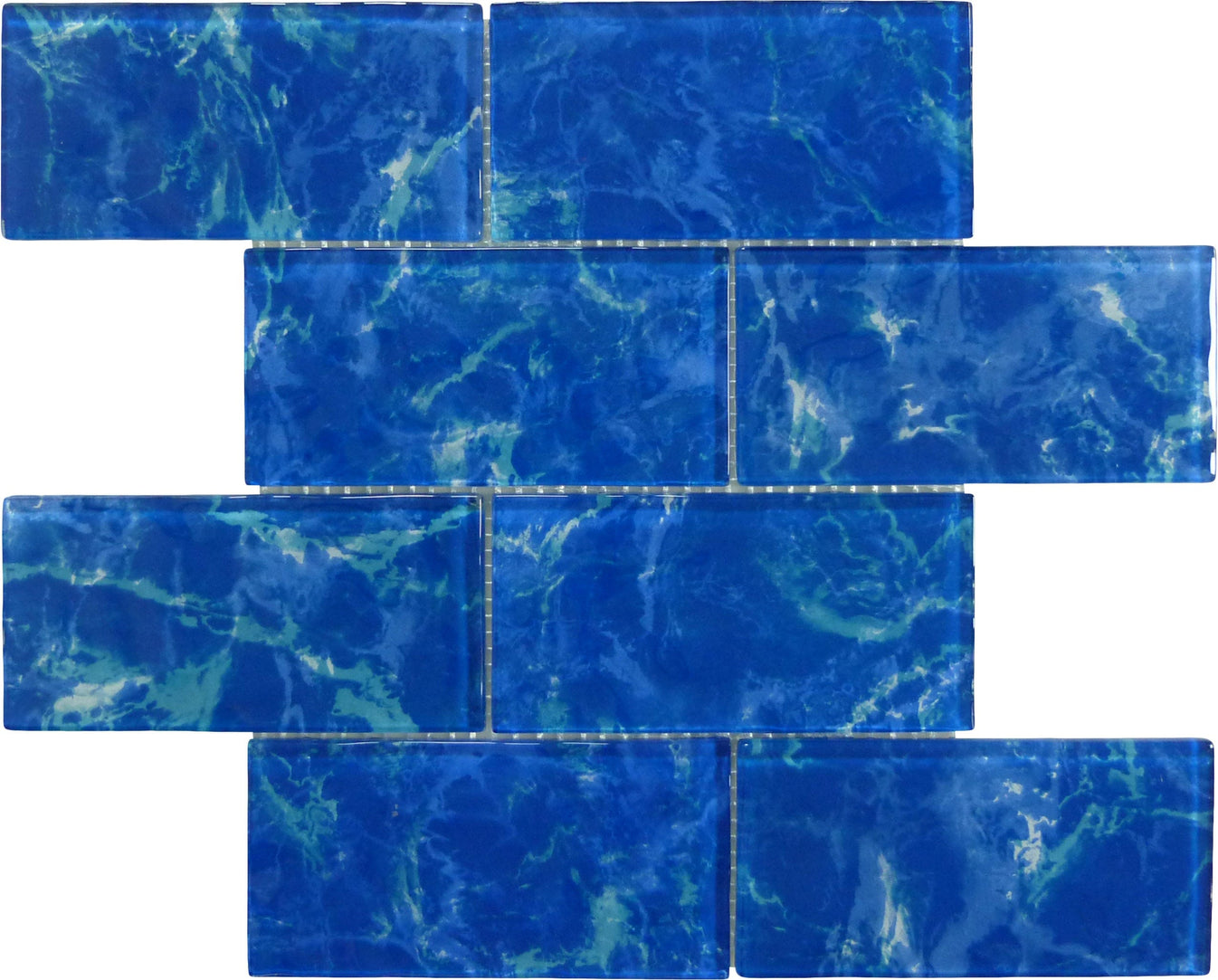 Stratos Zaffiro Blue 3x6 Glossy Glass Tile | Oasis Tile