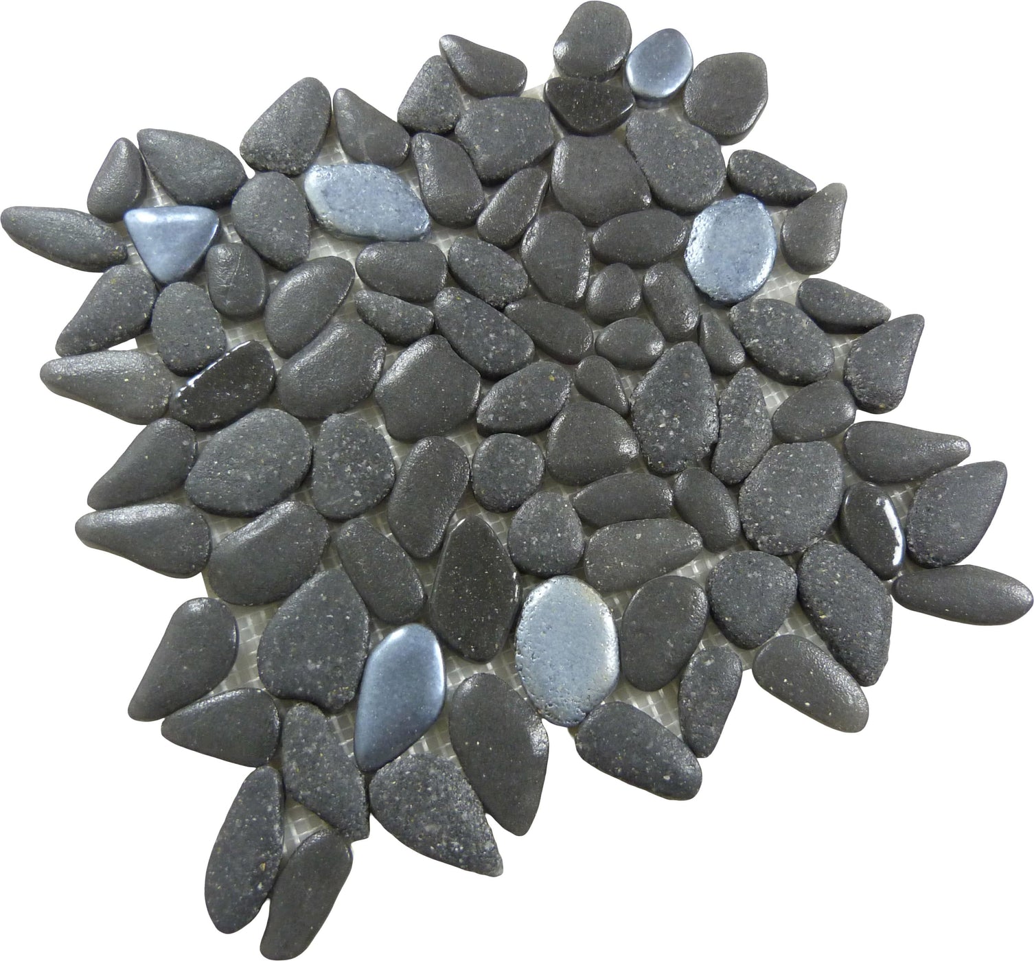 Tesoro Liquid Rocks Abyss Black Glass And Stone Pebble Tile Oasis Tile