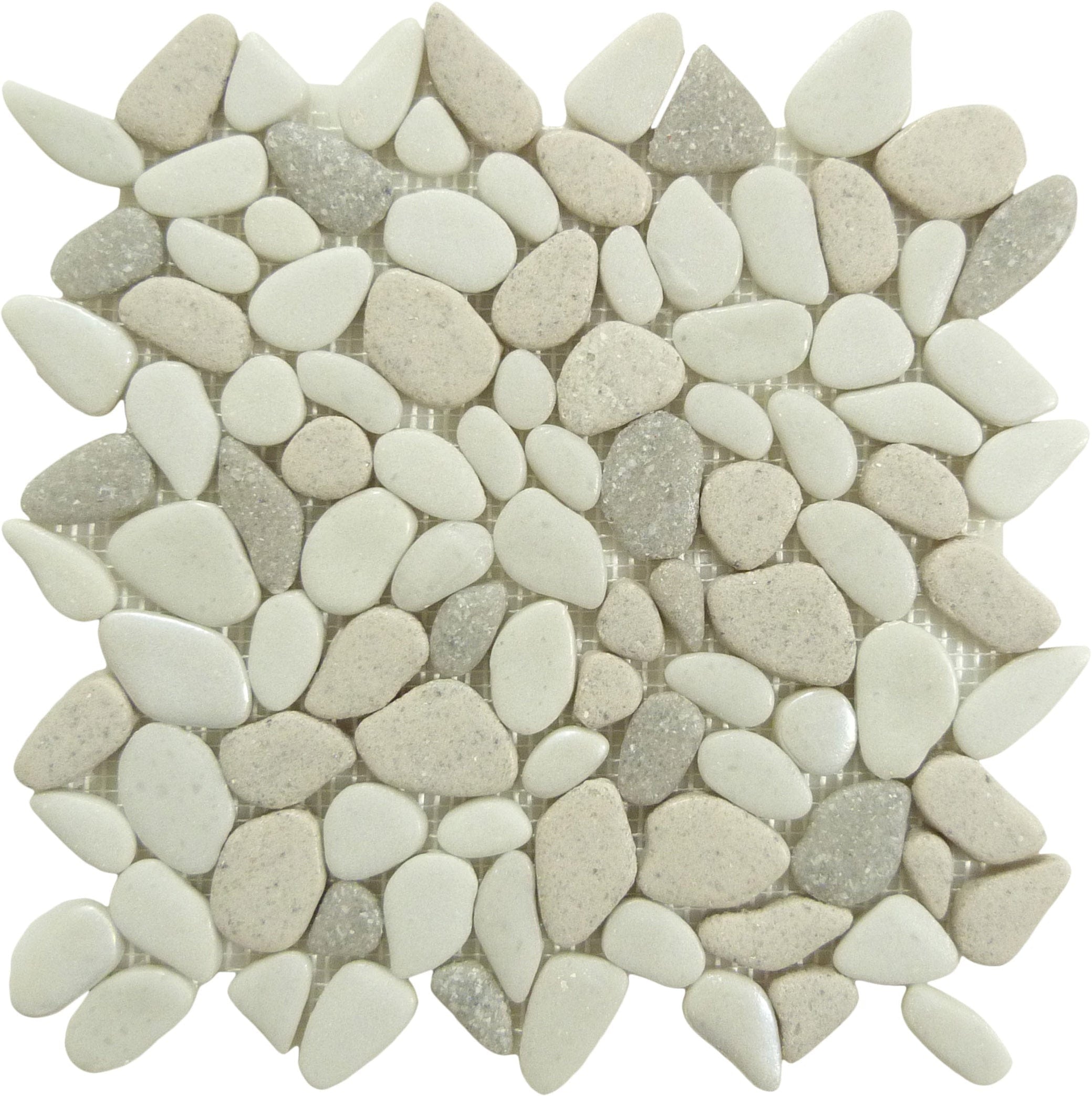 Tesoro Liquid Rocks Fresh Water Pearl Taupe Glass And Stone Pebble Tile