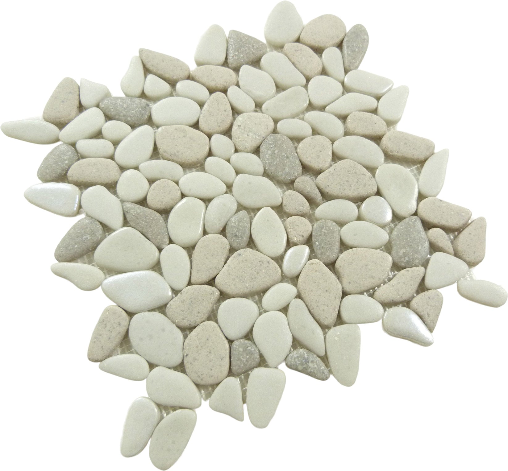 Tesoro Liquid Rocks Fresh Water Pearl Taupe Glass and Stone Pebble Tile ...