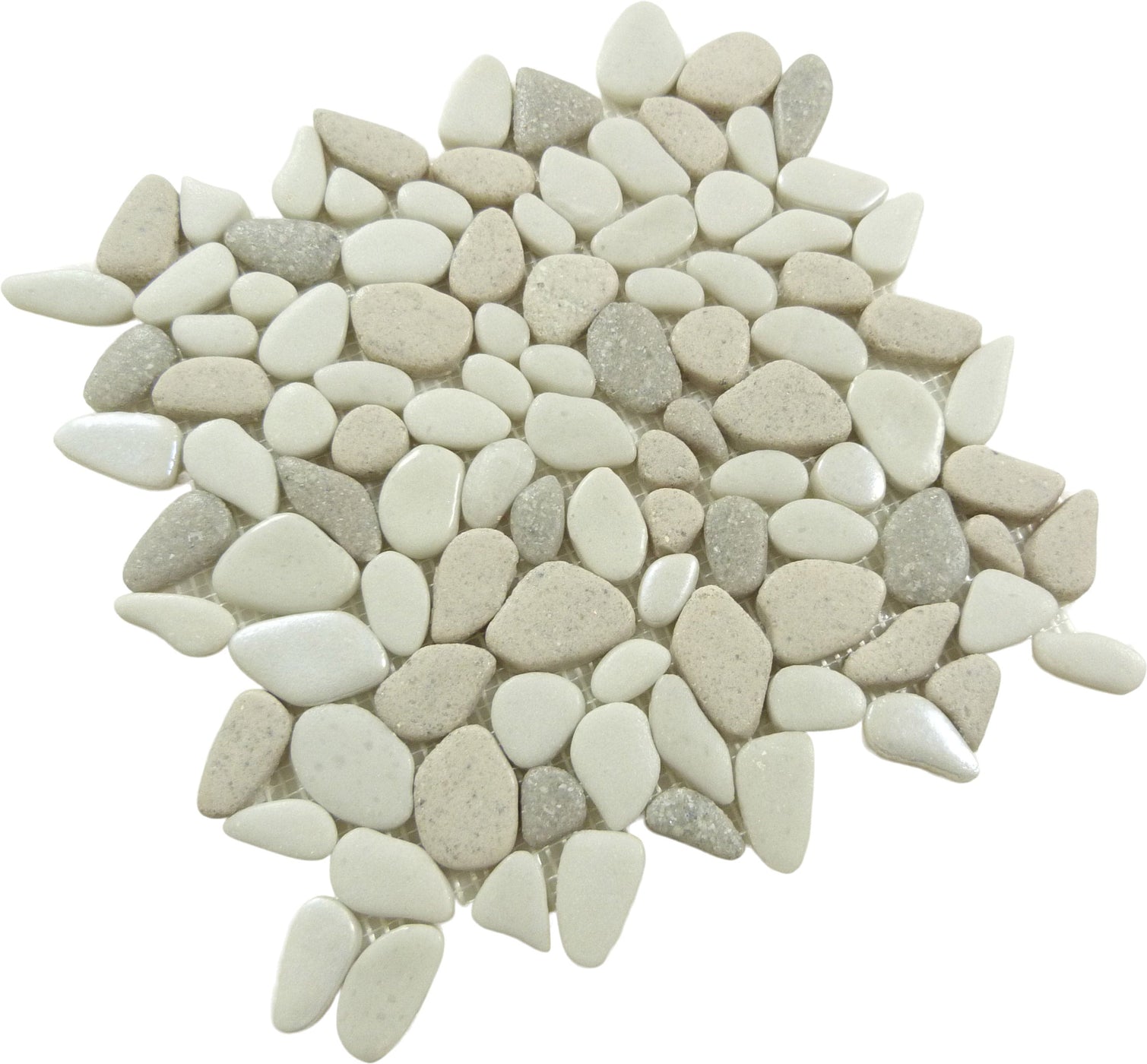 Tesoro Liquid Rocks Fresh Water Pearl Taupe Glass And Stone Pebble Tile