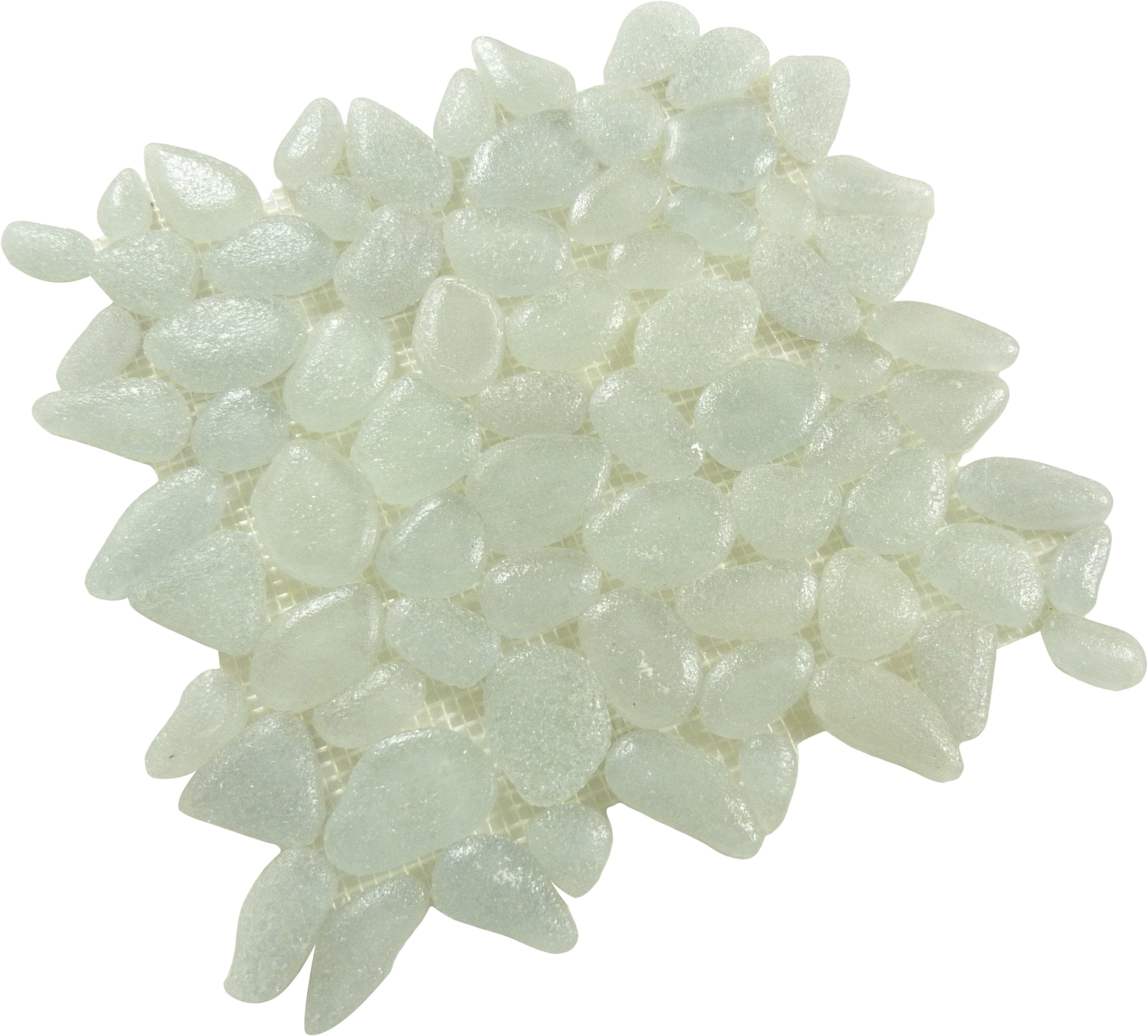 Tesoro Liquid Rocks Oyster Silver Grey Glass Pebble Tile | Oasis Tile