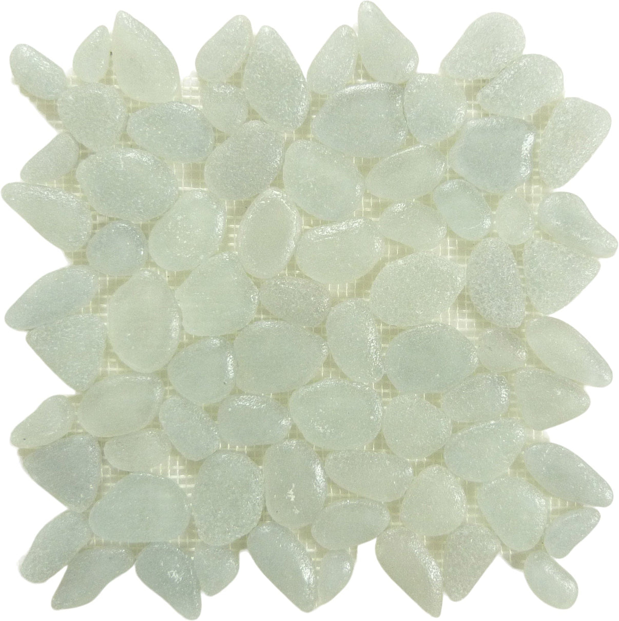 Tesoro Liquid Rocks Oyster Silver Grey Glass Pebble Tile | Oasis Tile