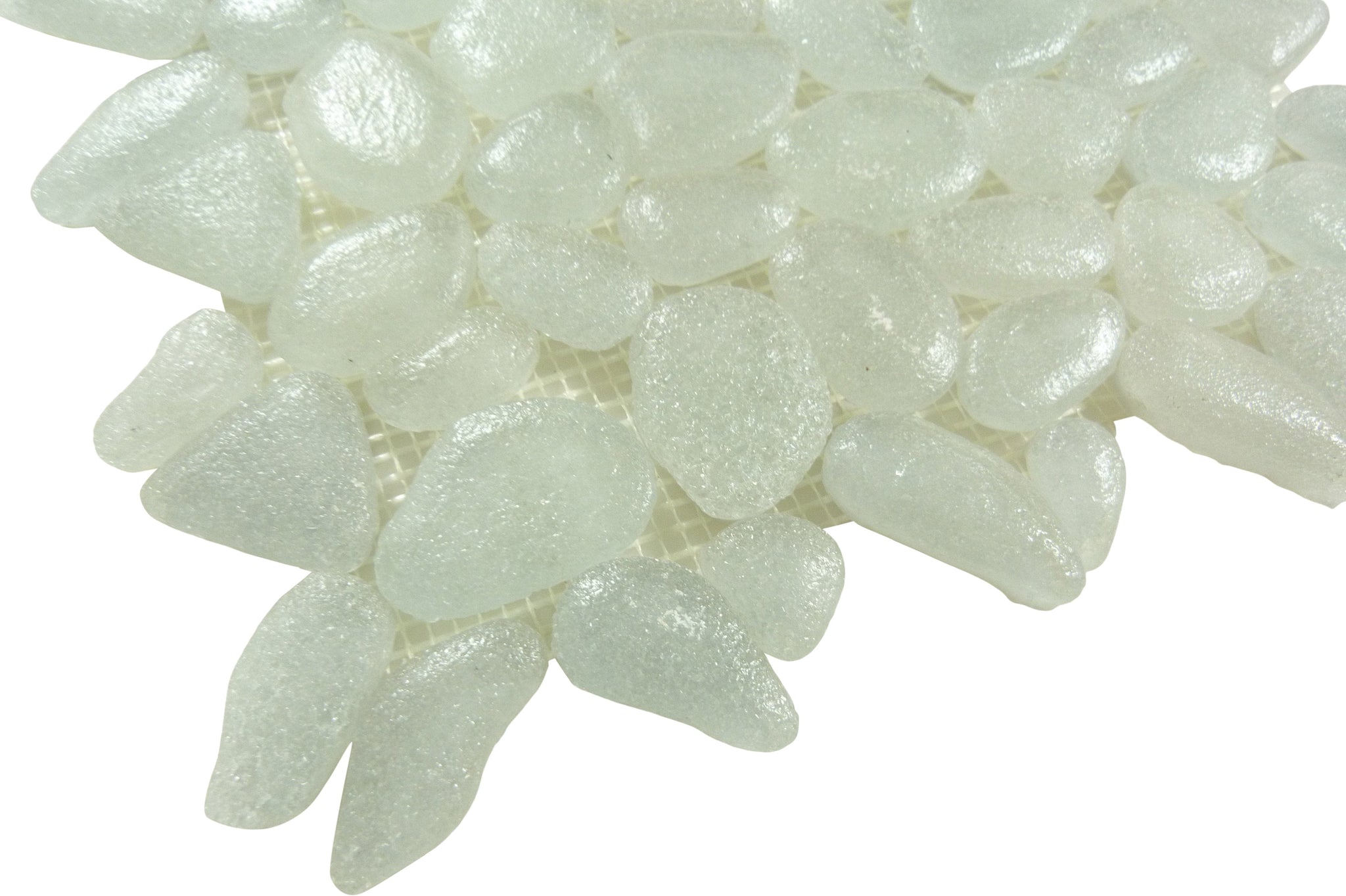 Tesoro Liquid Rocks Oyster Silver Grey Glass Pebble Tile | Oasis Tile