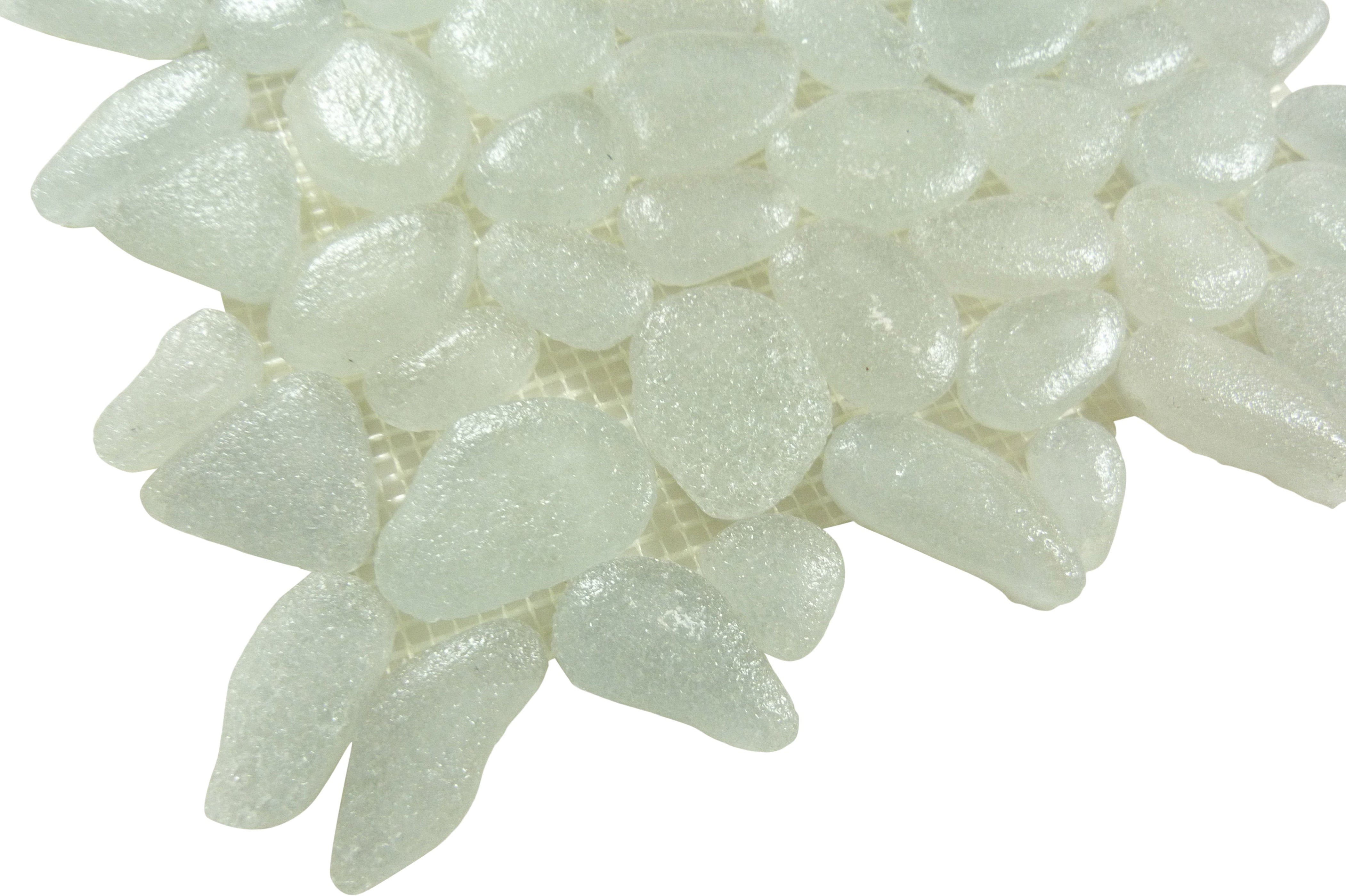 Tesoro Liquid Rocks Oyster Silver Grey Glass Pebble Tile | Oasis Tile