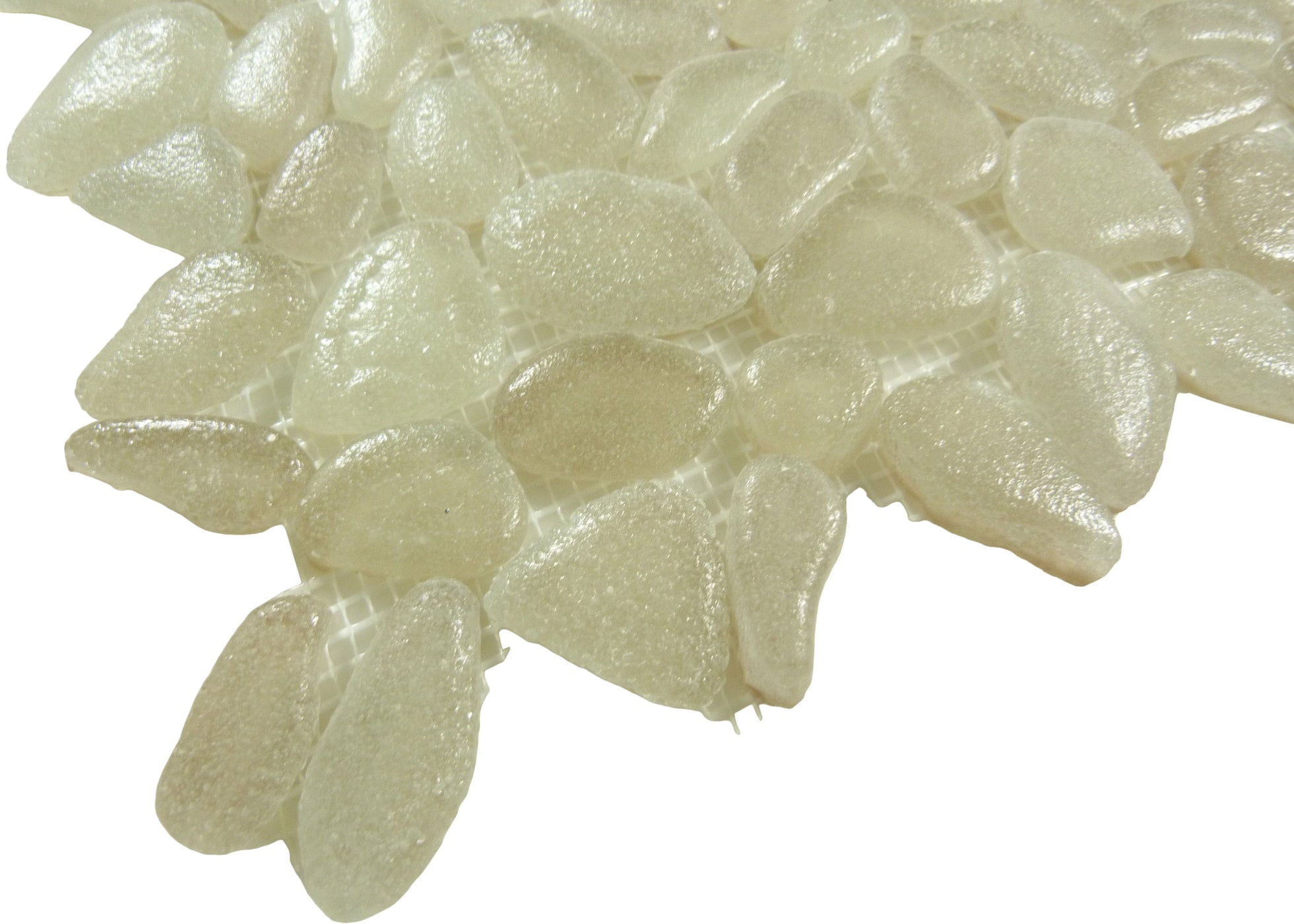 Tesoro Liquid Rocks Sandy Beige Glass Pebble Tile | Oasis Tile