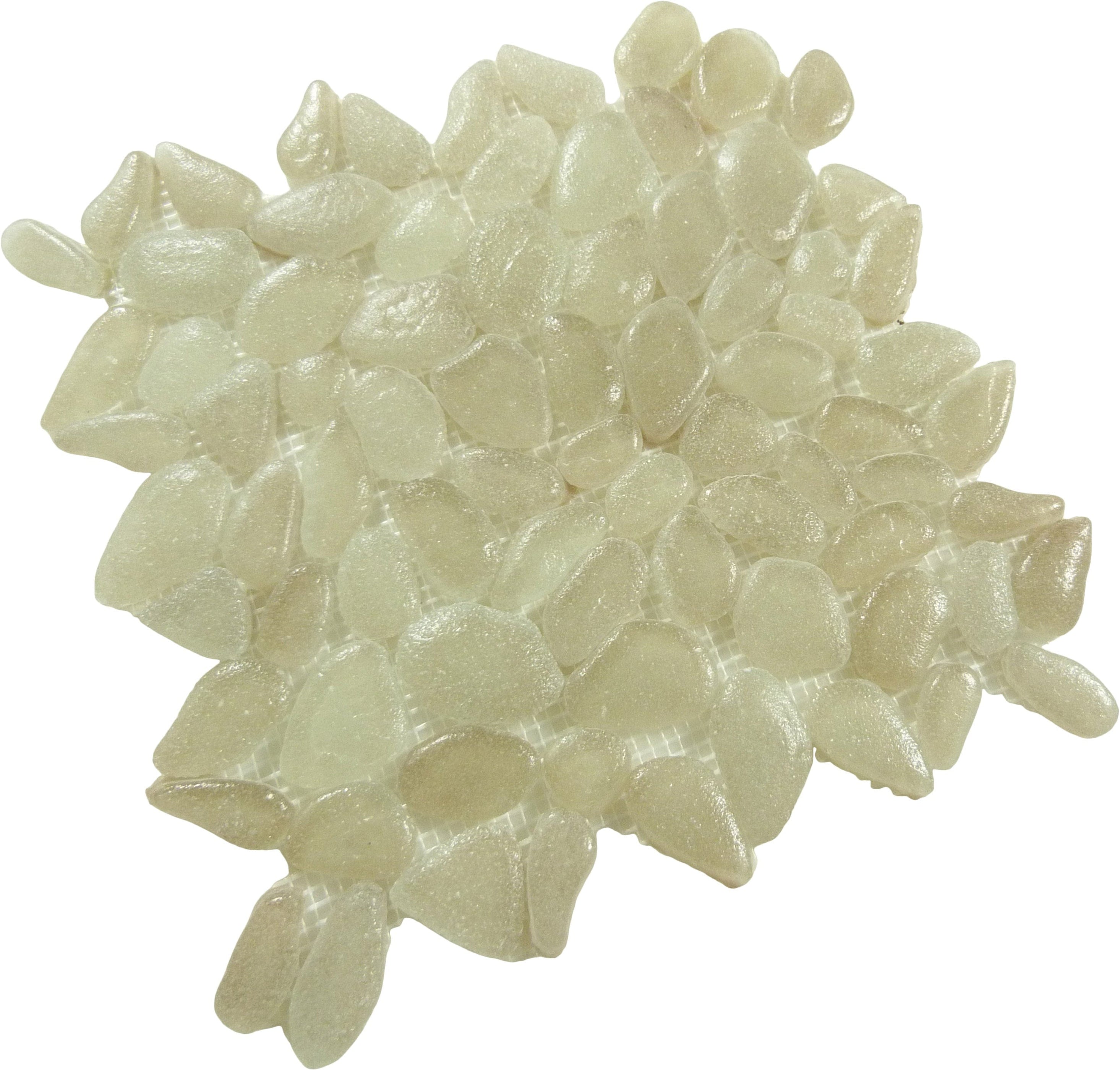 Tesoro Liquid Rocks Sandy Beige Glass Pebble Tile | Oasis Tile