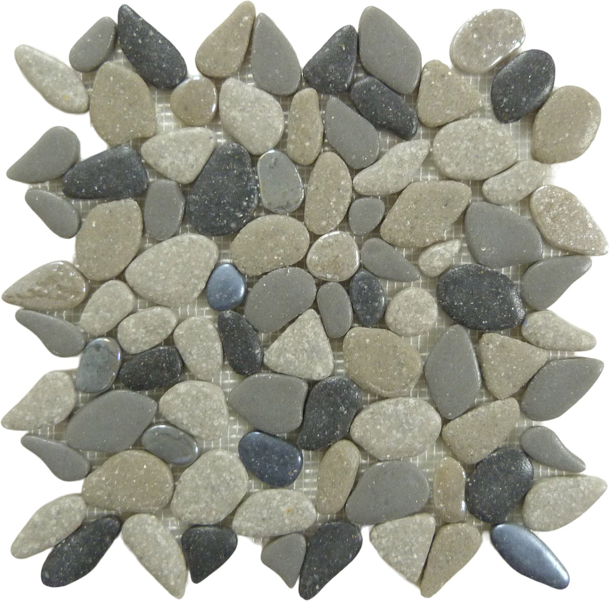 Tesoro Liquid Rocks Southern Lakes Grey Glass and Stone Pebble Tile ...
