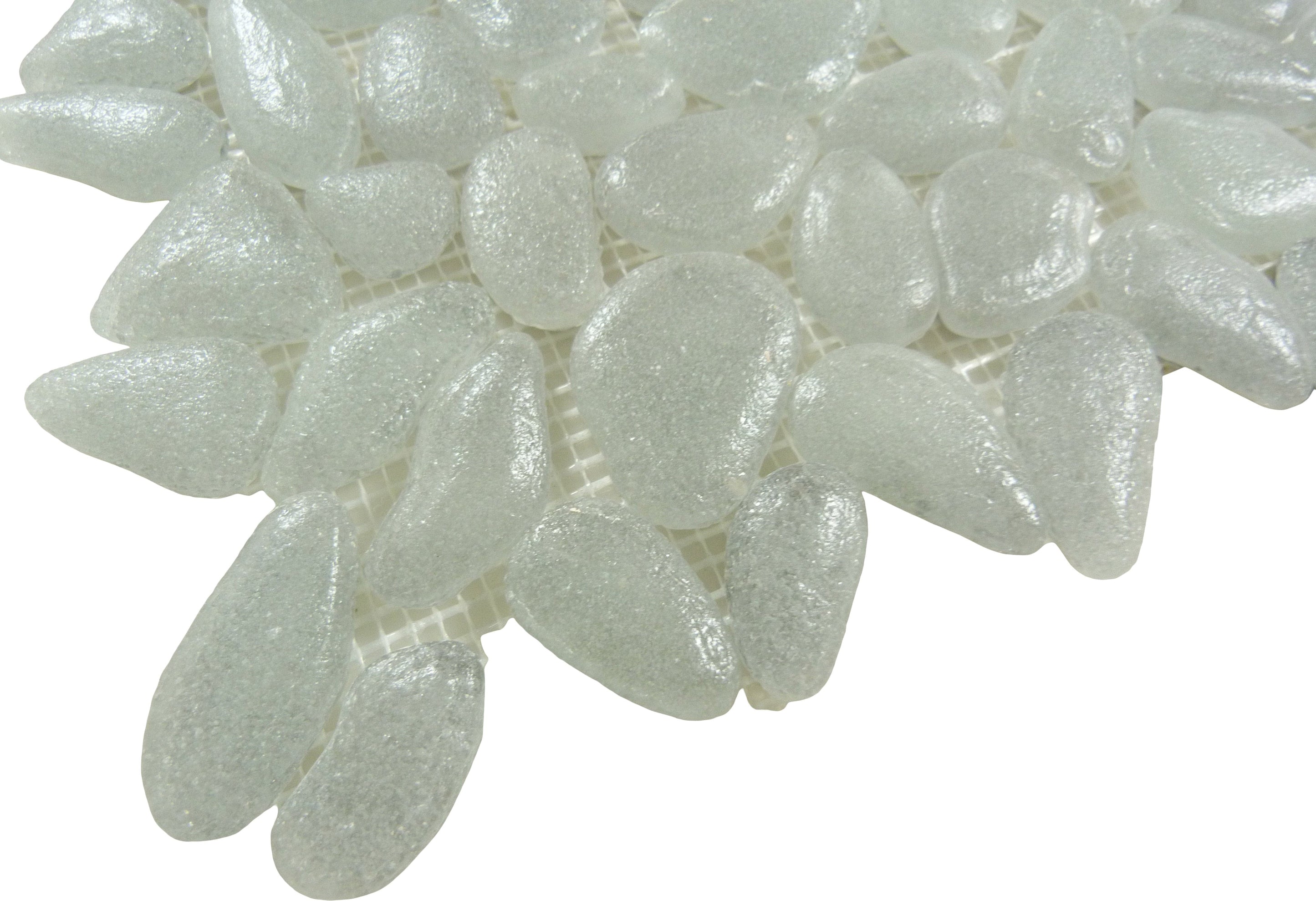 Tesoro Liquid Rocks Torrent Grey Glass Pebble Tile | Oasis Tile
