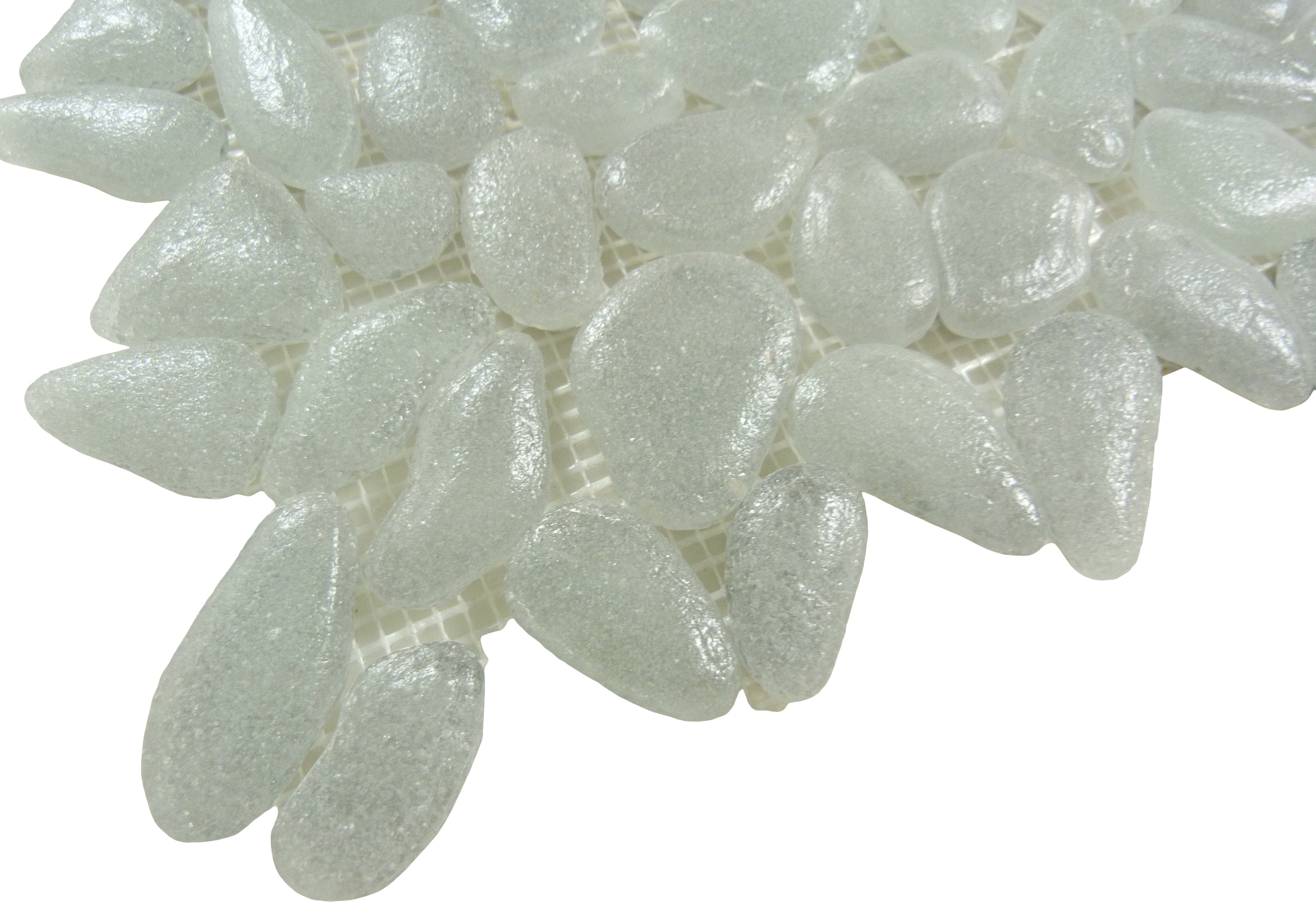 Tesoro Liquid Rocks Torrent Grey Glass Pebble Tile | Oasis Tile