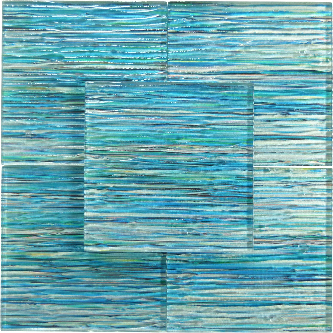 Tesoro Rainbow Streak Aqua 6x6 Glossy Glass Tile Oasis Tile