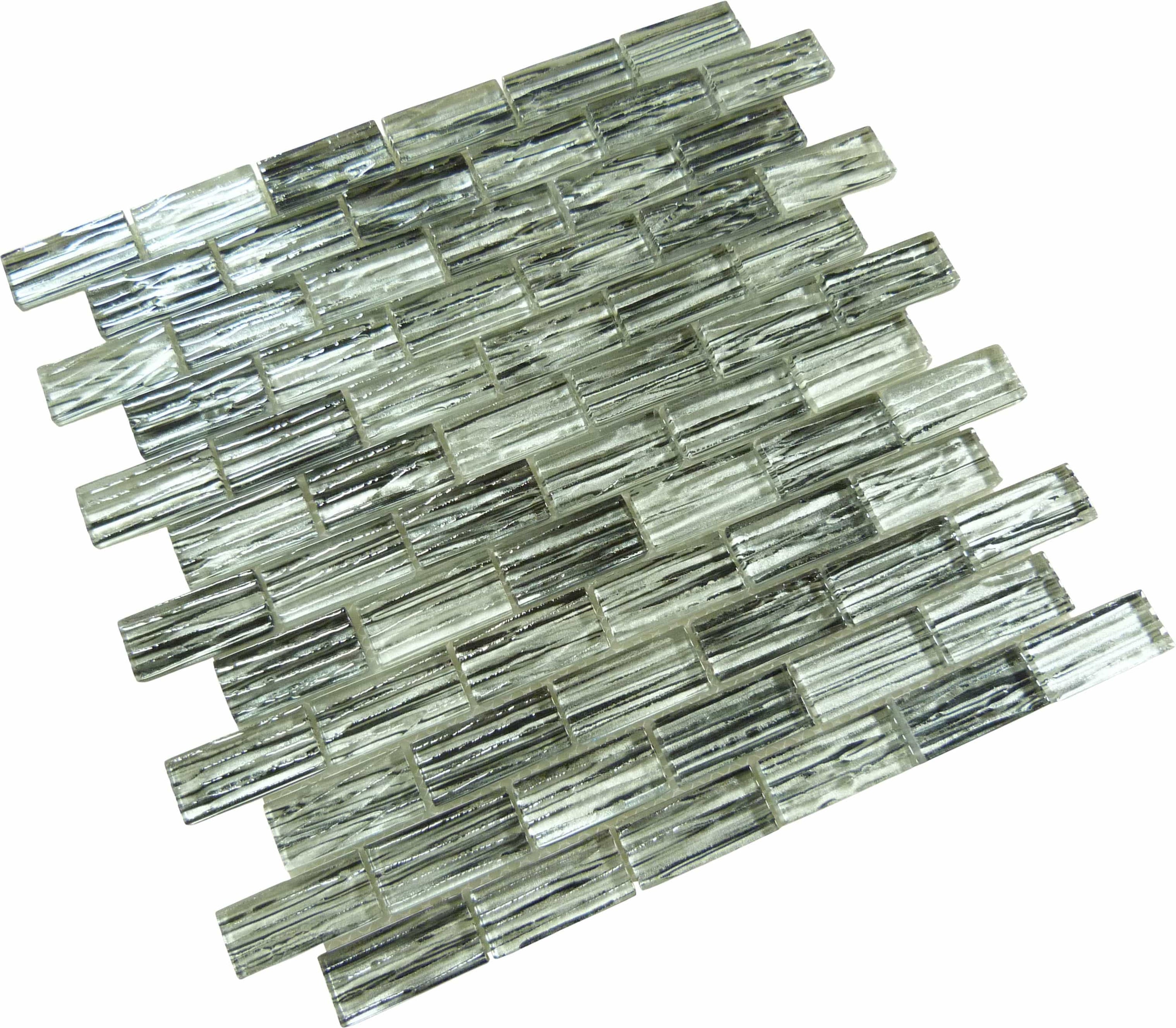 Tesoro Rainbow Streak Dusk Grey 1x2 Glossy Glass Tile Oasis Tile