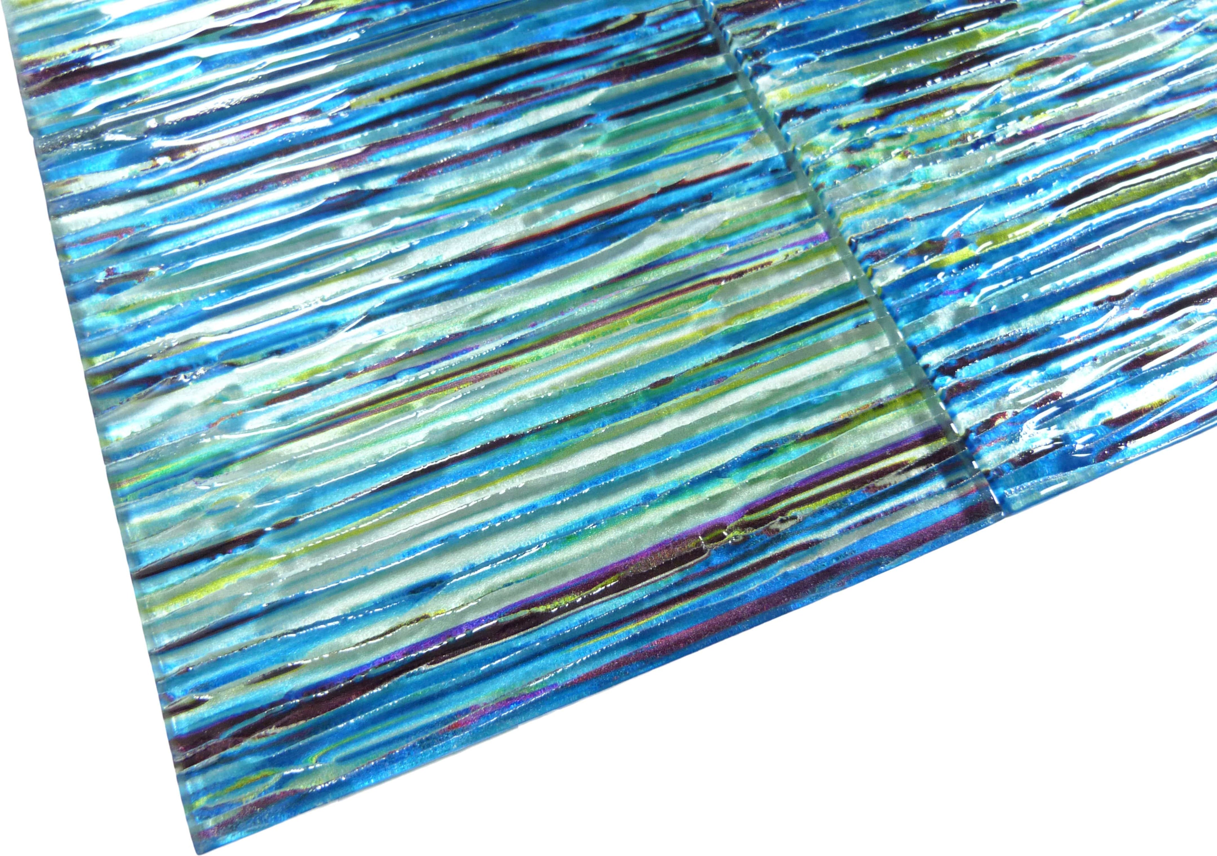 Tesoro Rainbow Streak Ocean Blue 6x6 Glossy Glass Tile | Oasis Tile