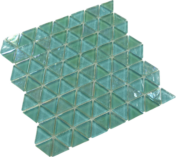 Tesoso Triangle Greenstone Green Glossy and Iridescent Glass Tile ...