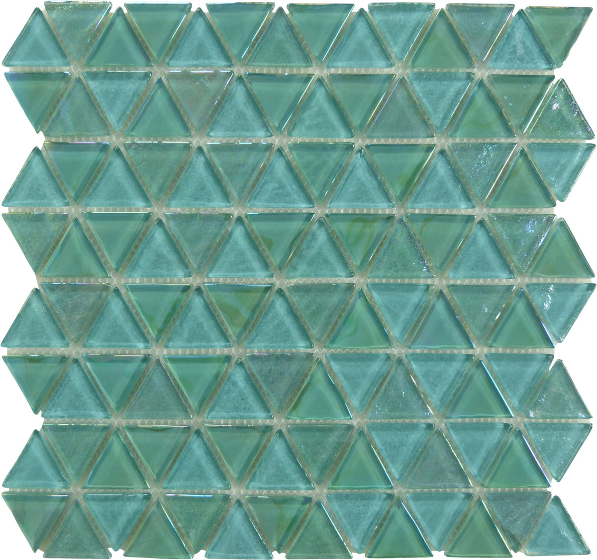 Tesoso Triangle Greenstone Green Glossy And Iridescent Glass Tile