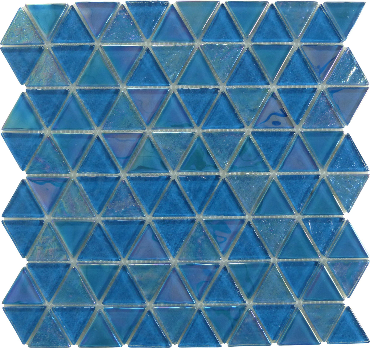 Tesoso Triangle Topazstone Blue Glossy and Iridescent Glass Tile ...