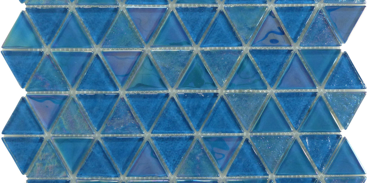Tesoso Triangle Topazstone Blue Glossy and Iridescent Glass Tile ...