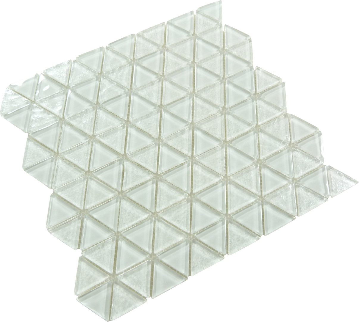 Tesoso Triangle Whitestone White Glossy Glass Tile | Oasis Tile
