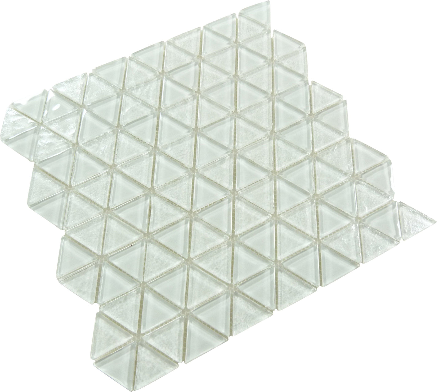Tesoso Triangle Whitestone White Glossy Glass Tile | Oasis Tile