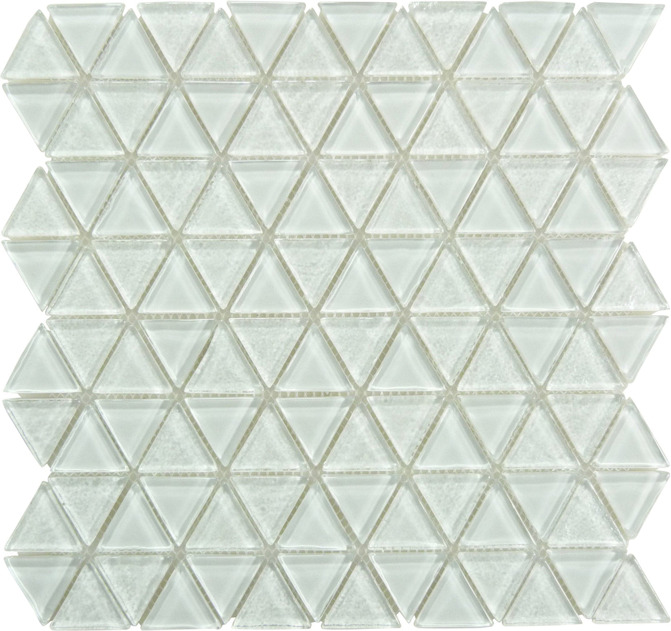 Tesoso Triangle Whitestone White Glossy Glass Tile | Oasis Tile