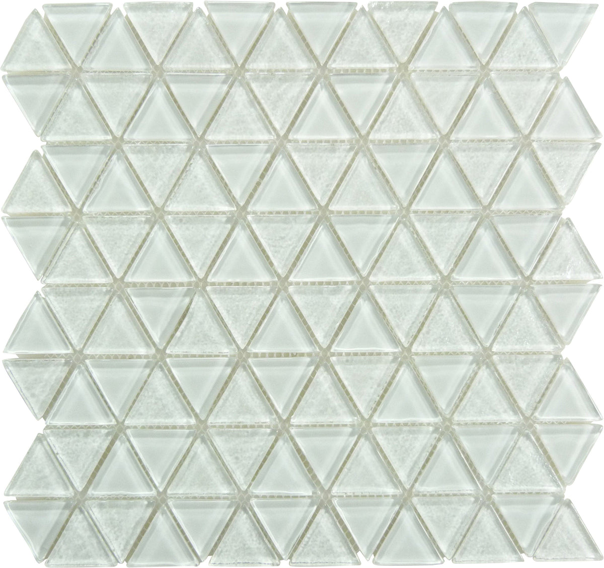Tesoso Triangle Whitestone White Glossy Glass Tile | Oasis Tile