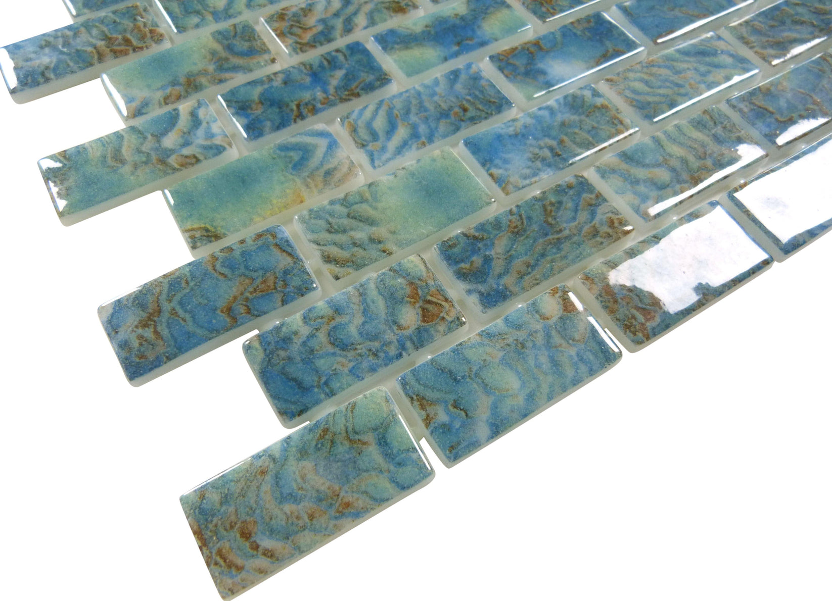 Vanguard Arrecife Green 1x2 Glossy Glass Tile | Oasis Tile