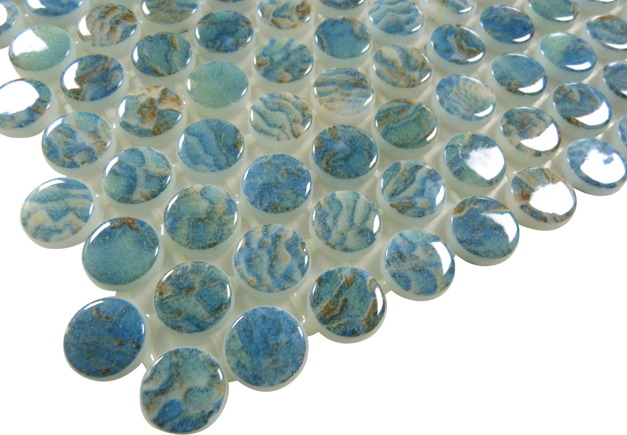 Vanguard Arrecife Green Penny Round Glossy Glass Tile | Oasis Tile