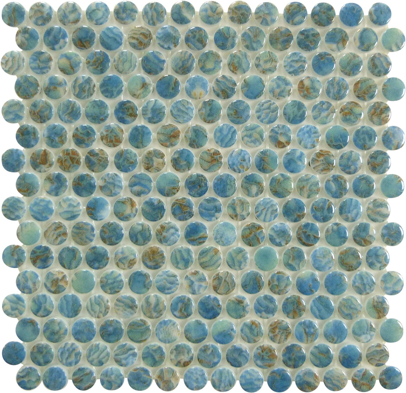 Vanguard Arrecife Green Penny Round Glossy Glass Tile | Oasis Tile