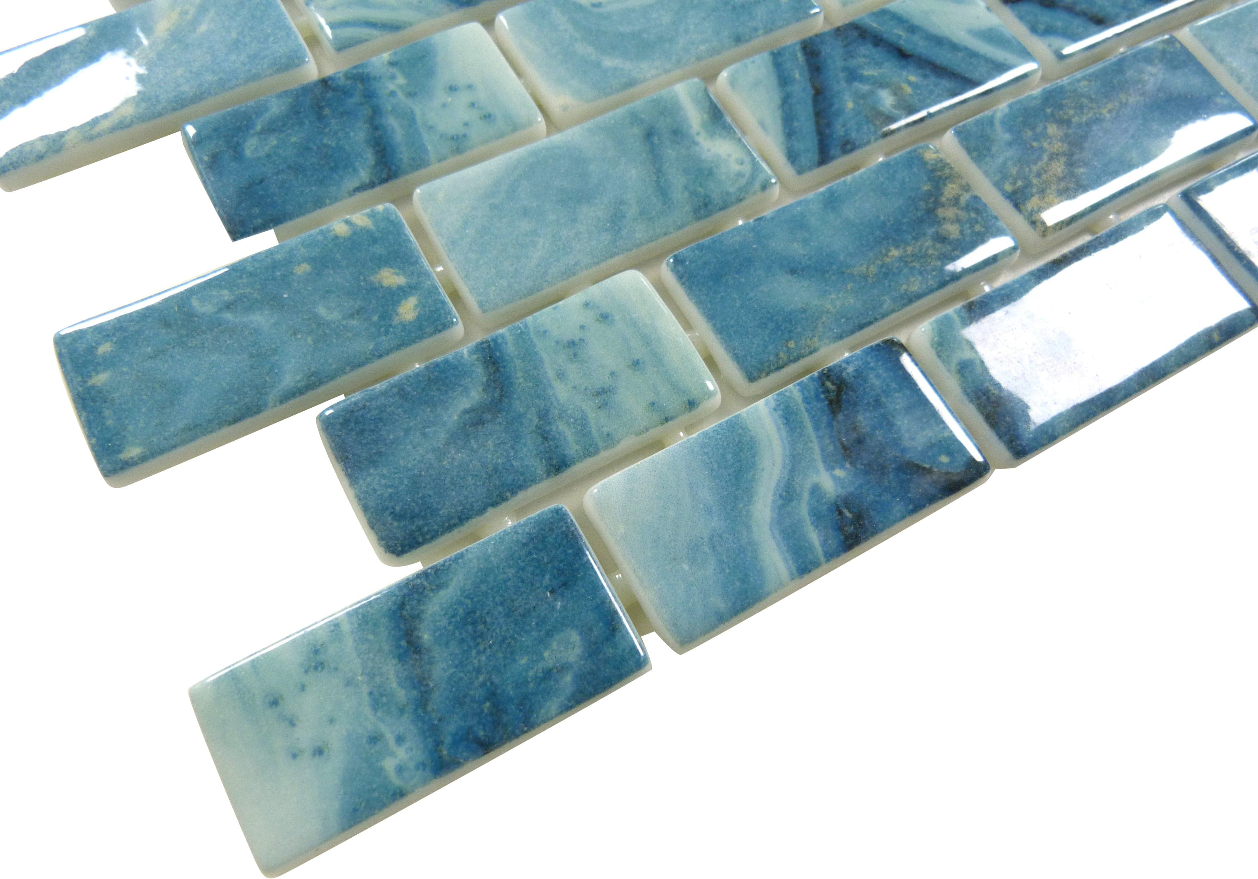 Vanguard Forest Aqua 1x2 Glossy Glass Tile | Oasis Tile