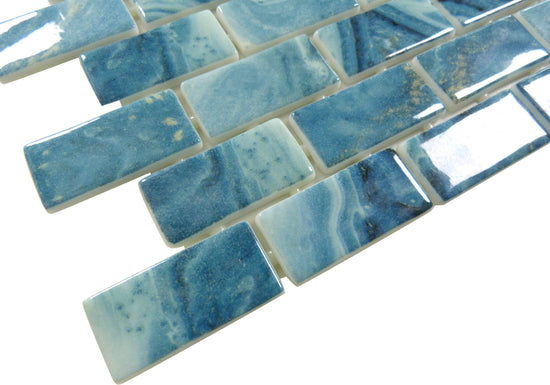 Vanguard Forest Aqua 1x2 Glossy Glass Tile | Oasis Tile