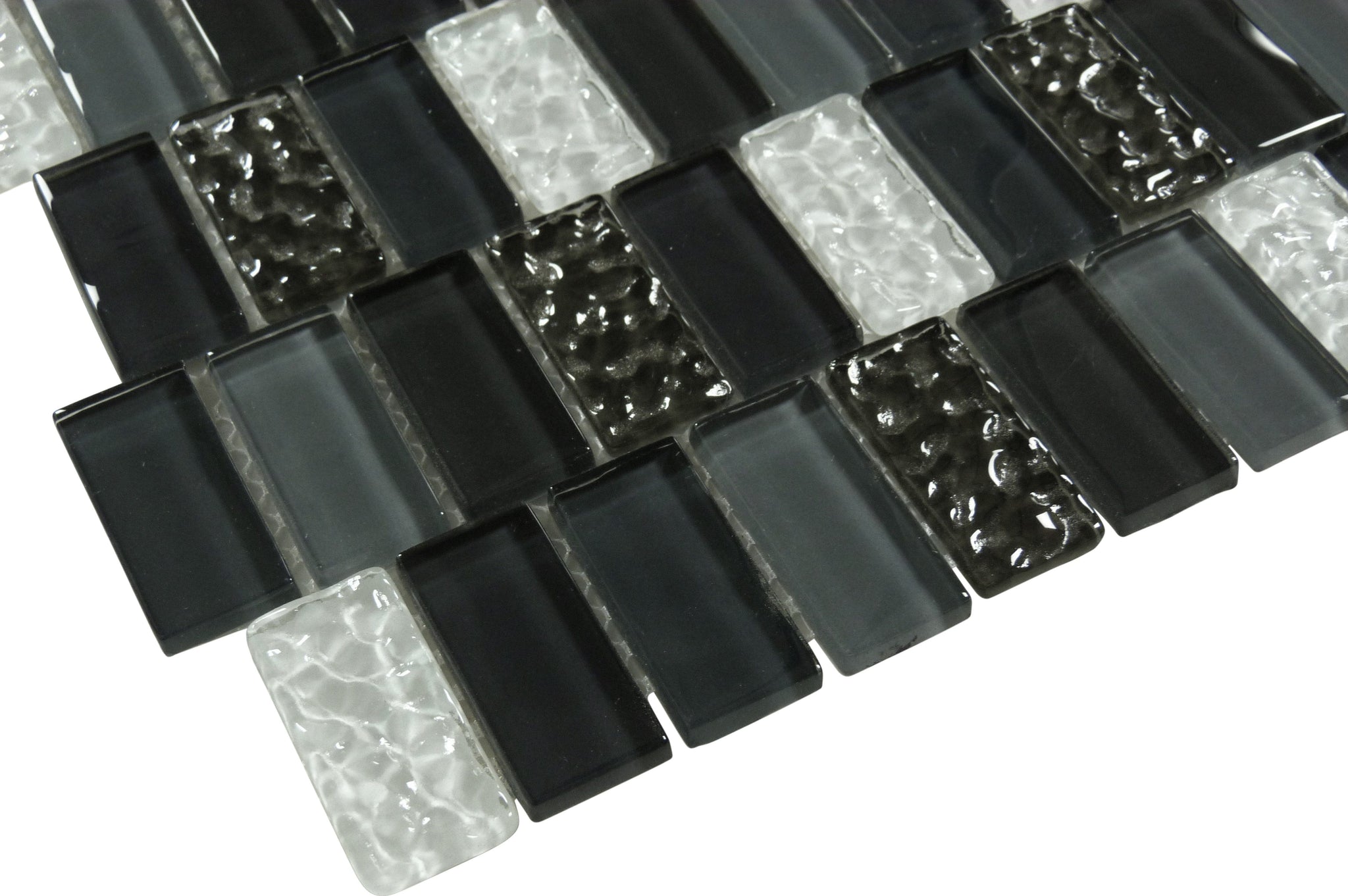 Watercraft Black Sand 1x2 Stacked Glossy Tile | Oasis Tile