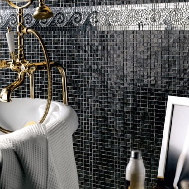 SICIS Murano Smalto 5/8x5/8 Black Glass Tile | Oasis Tile