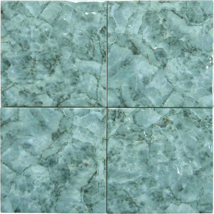 Reef Relief Tiffany Green 6x6 Glossy Porcelain Tile | Oasis Tile