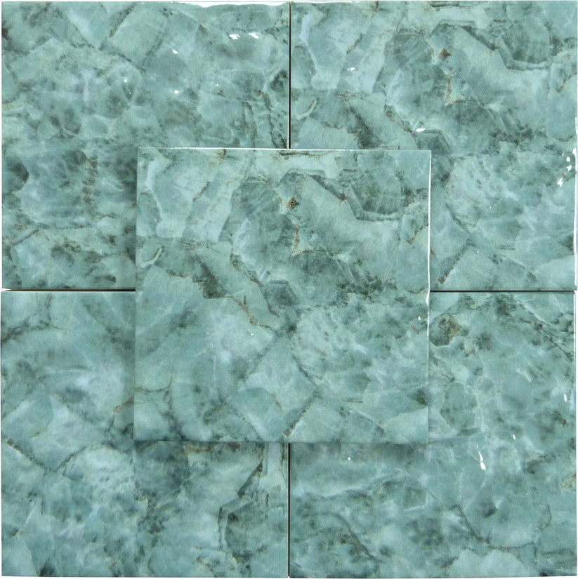 Reef Relief Tiffany Green 6x6 Glossy Porcelain Tile | Oasis Tile