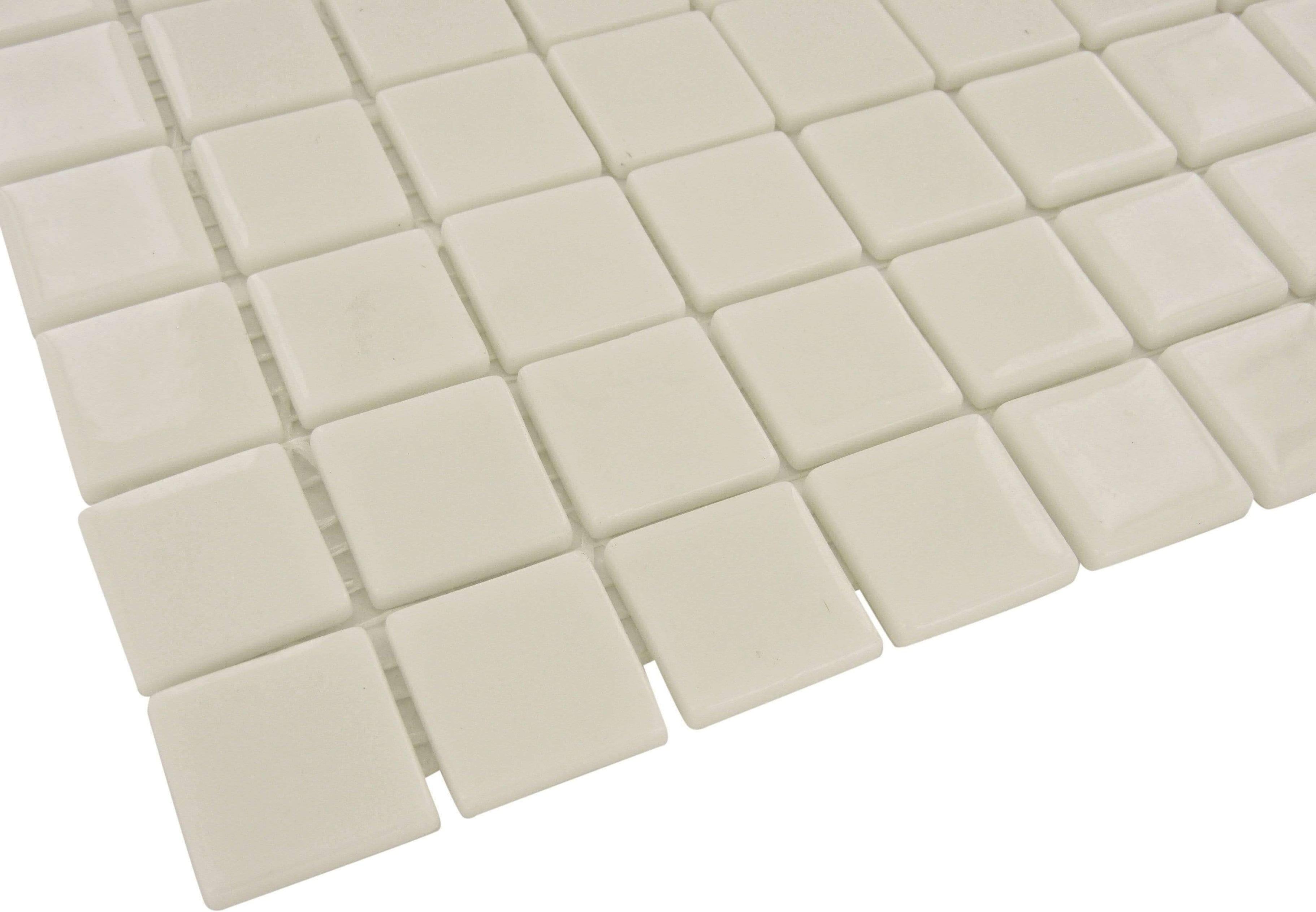 White Square Glossy Glass Tile: 093100M | Shop Oasis Tile