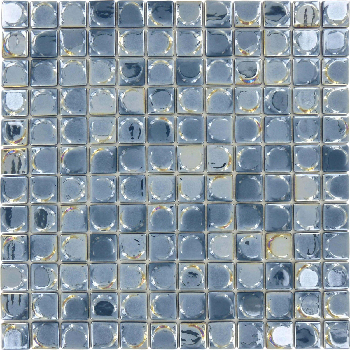 Aura Dark Blue 1x1 Glossy and Iridescent Glass Tile | Oasis